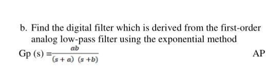 Solved b. Find the digital filter which is derived from the | Chegg.com