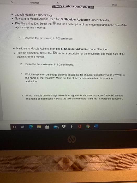 Solved Paragraph Activity 2: Abduction/Adduction Launch | Chegg.com