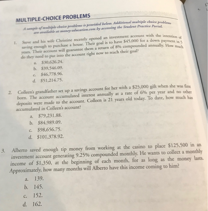 Solved 1 MULTIPLE-CHOICE PROBLEMS Ample of wiple choice | Chegg.com