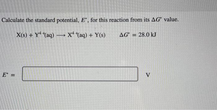 Solved Calculate the standard potential, E∘, for this | Chegg.com