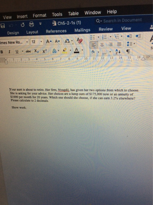 Solved View Insert Format Tools Table Window Help Ch5-2-1s | Chegg.com