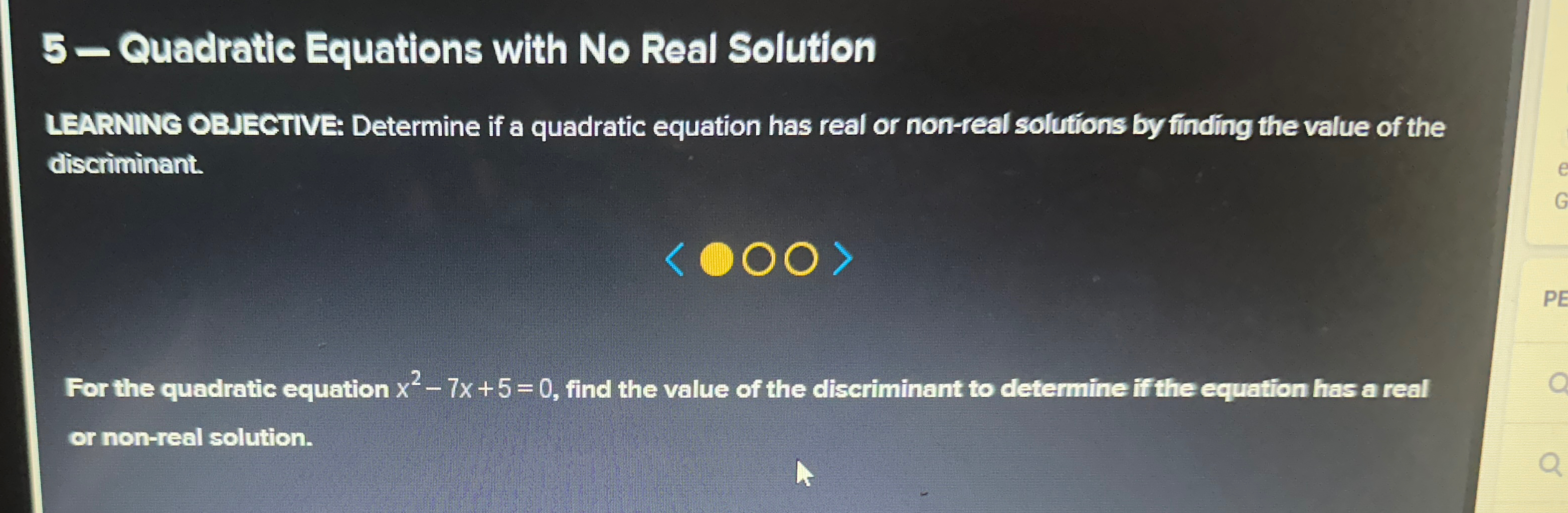 Solved 5- ﻿Quadratic Equations with No Real SolutionLEARNINS | Chegg.com