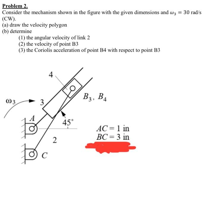 Solved Problem 2. Consider the mechanism shown in the figure | Chegg.com