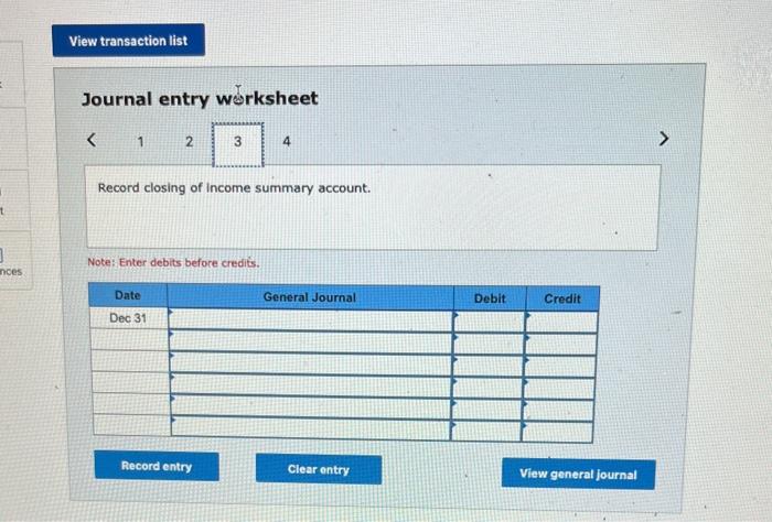 Solved Exercise 4-15 (Static) Preparing closing entries for | Chegg.com