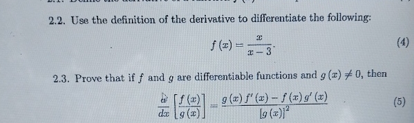 Solved 2.2. ﻿Use the definition of the derivative to | Chegg.com