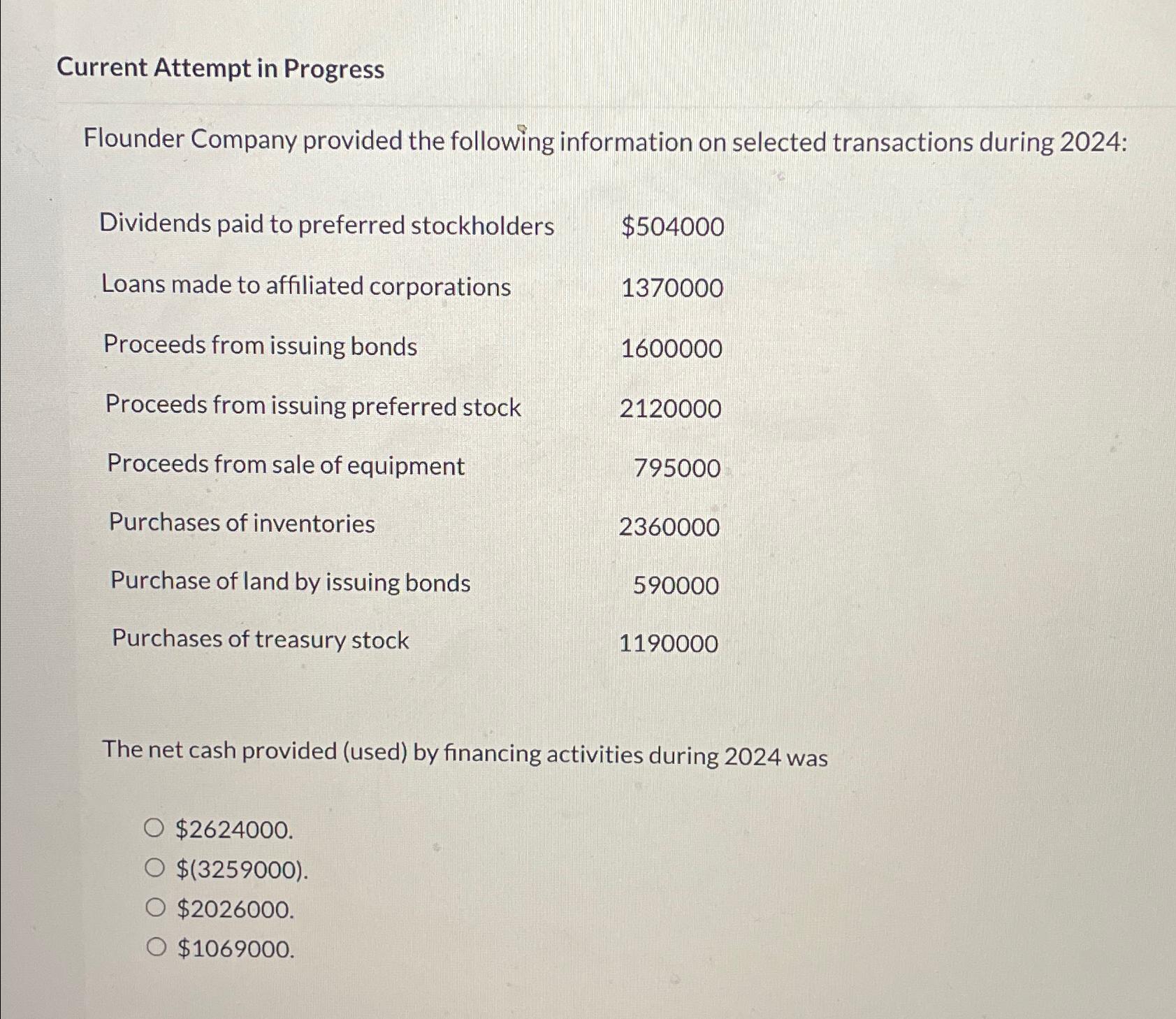 Solved Current Attempt in ProgressFlounder Company provided | Chegg.com
