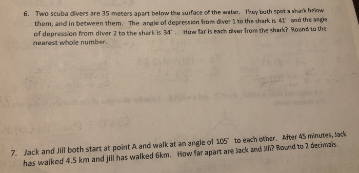 Solved 6. Two scuba divers are 35 meters apart below the | Chegg.com