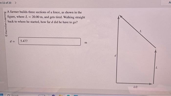 Solved A farmer builds three sections of a fence, as shown | Chegg.com