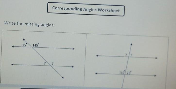 Solved Corresponding Angles Worksheet Write the missing | Chegg.com