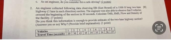 Solved 2. An engineer collected following data observing EB | Chegg.com