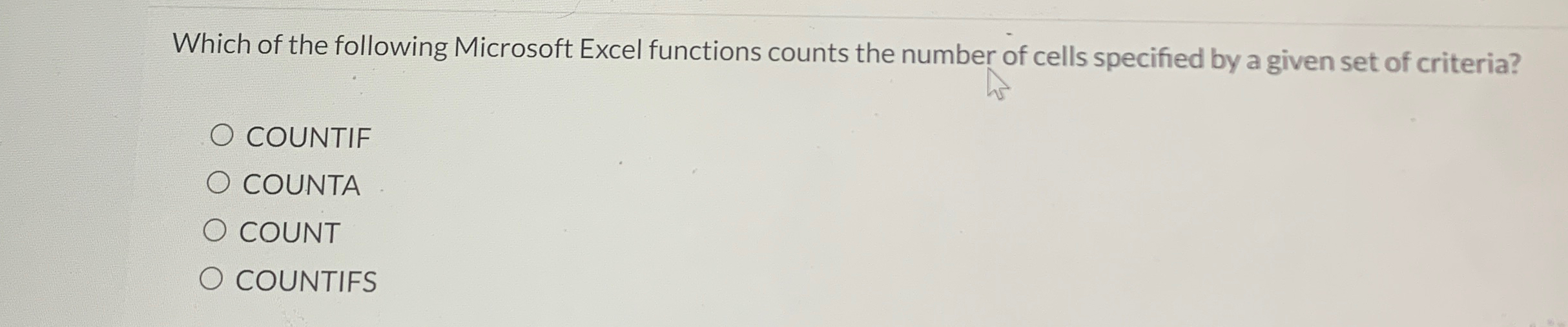 Solved Which of the following Microsoft Excel functions | Chegg.com