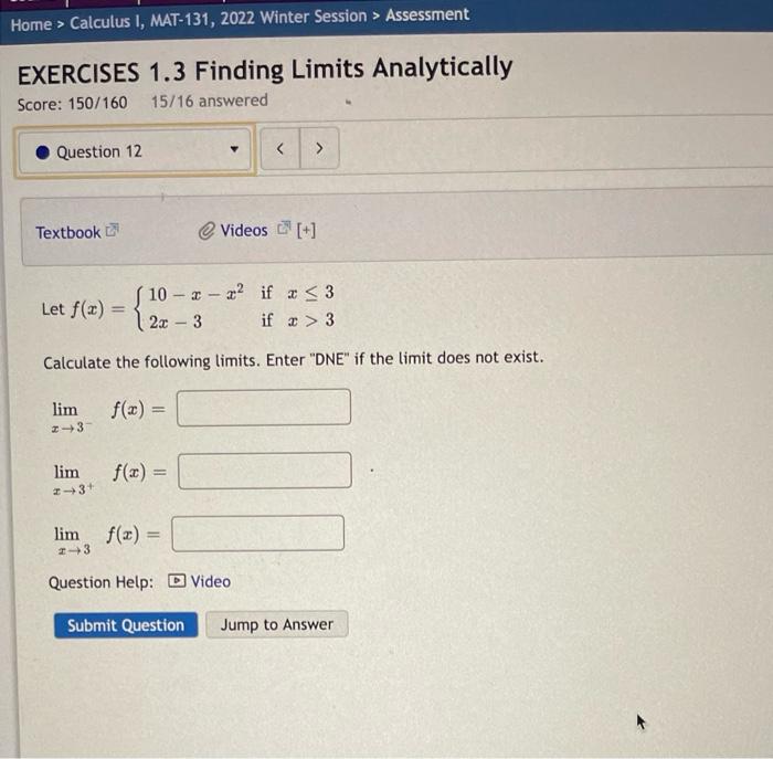 Solved Home > Calculus I, MAT-131, 2022 Winter Session > | Chegg.com