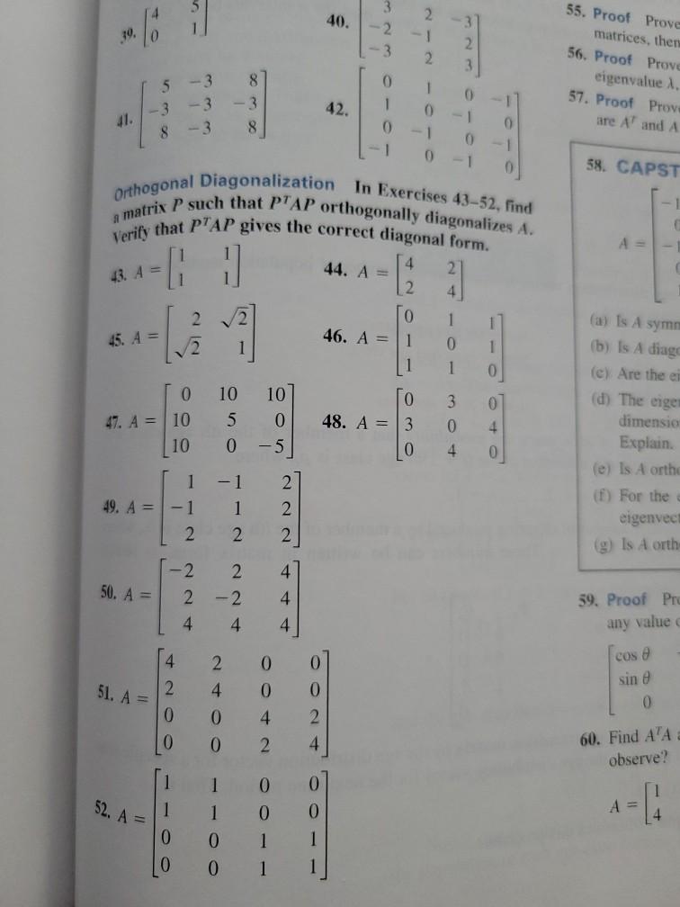 Solved Orthogonal Diagonalization in Exercises 43-52, find | Chegg.com