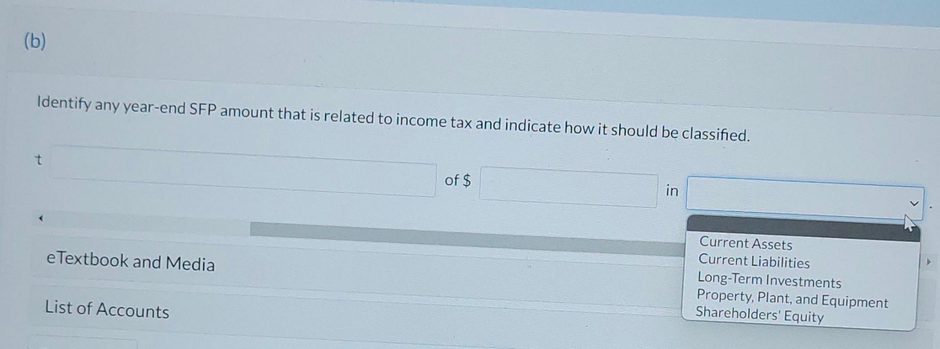 Solved Identify any year-end SFP amount that is related to | Chegg.com