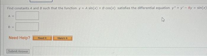 Solved Find constants A and B such that the function | Chegg.com