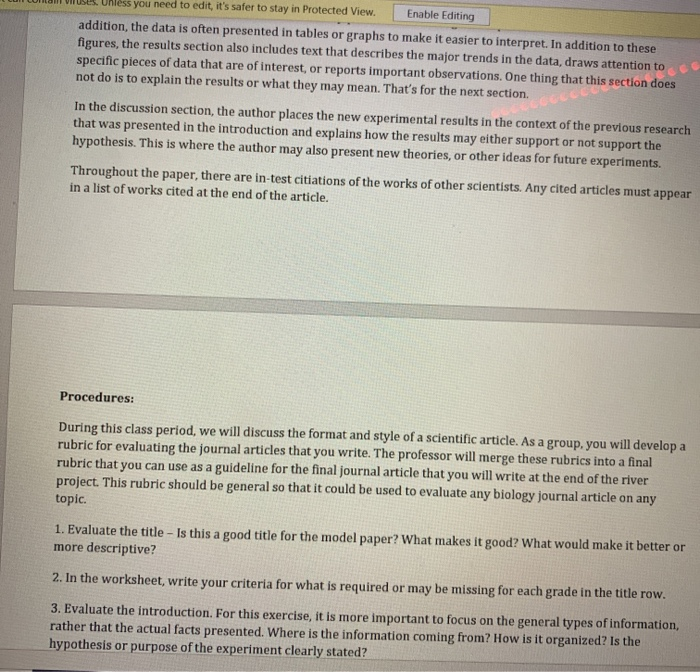 Prelab: Introduction to Writing a Formal Journal | Chegg.com