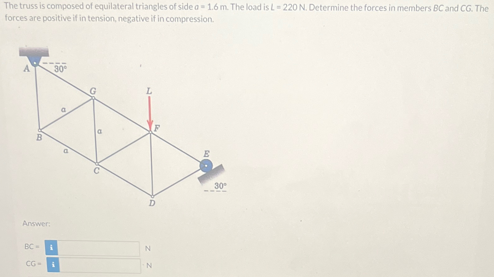 Solved The truss is composed of equilateral triangles of | Chegg.com