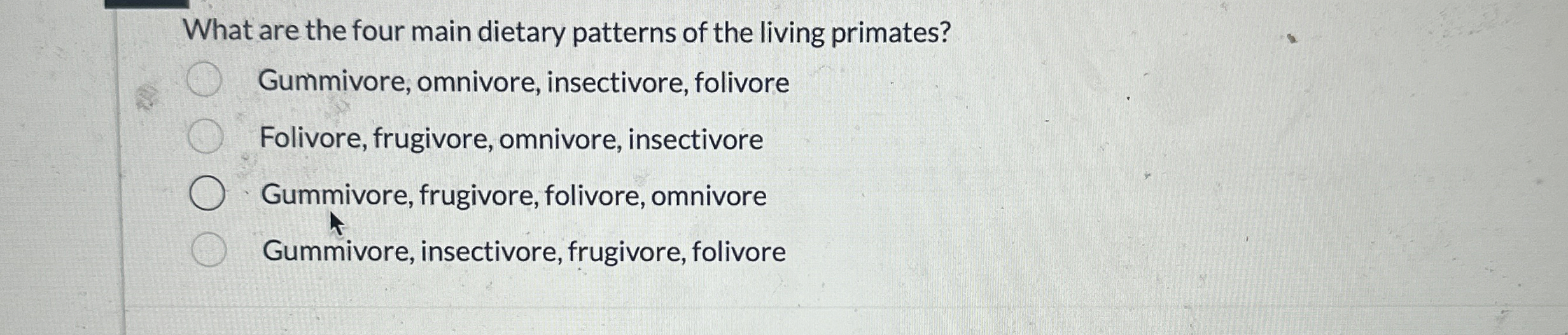 Solved What are the four main dietary patterns of the living | Chegg.com