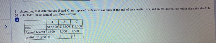 Solved 6- Assuming that Alternatives B and C are replaced | Chegg.com