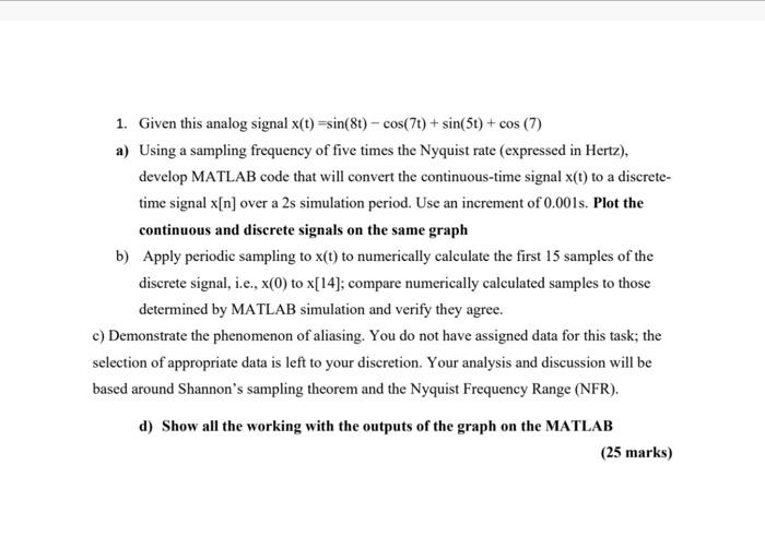 Solved 1. Given this analog | Chegg.com