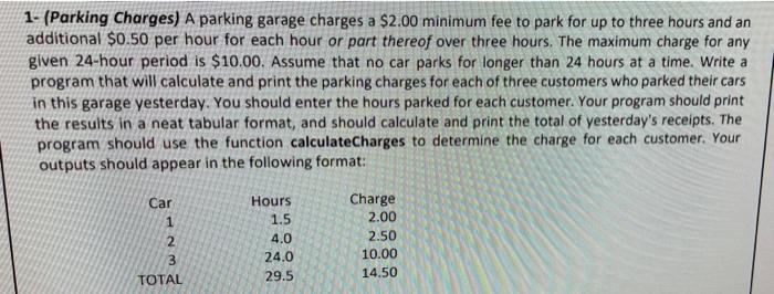 Solved 1- (Parking Charges) A parking garage charges a $2.00 | Chegg.com