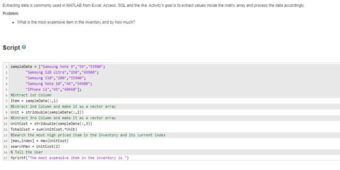 Solved Extracting Data Is Commonly Used In Matlab From Excel 5114