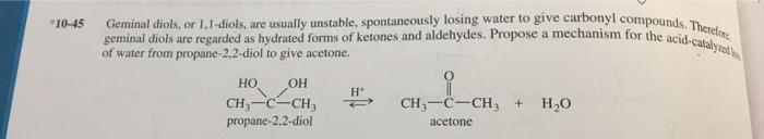 Solved 10-45 geminal diols are regarded as hydrated forms of | Chegg.com