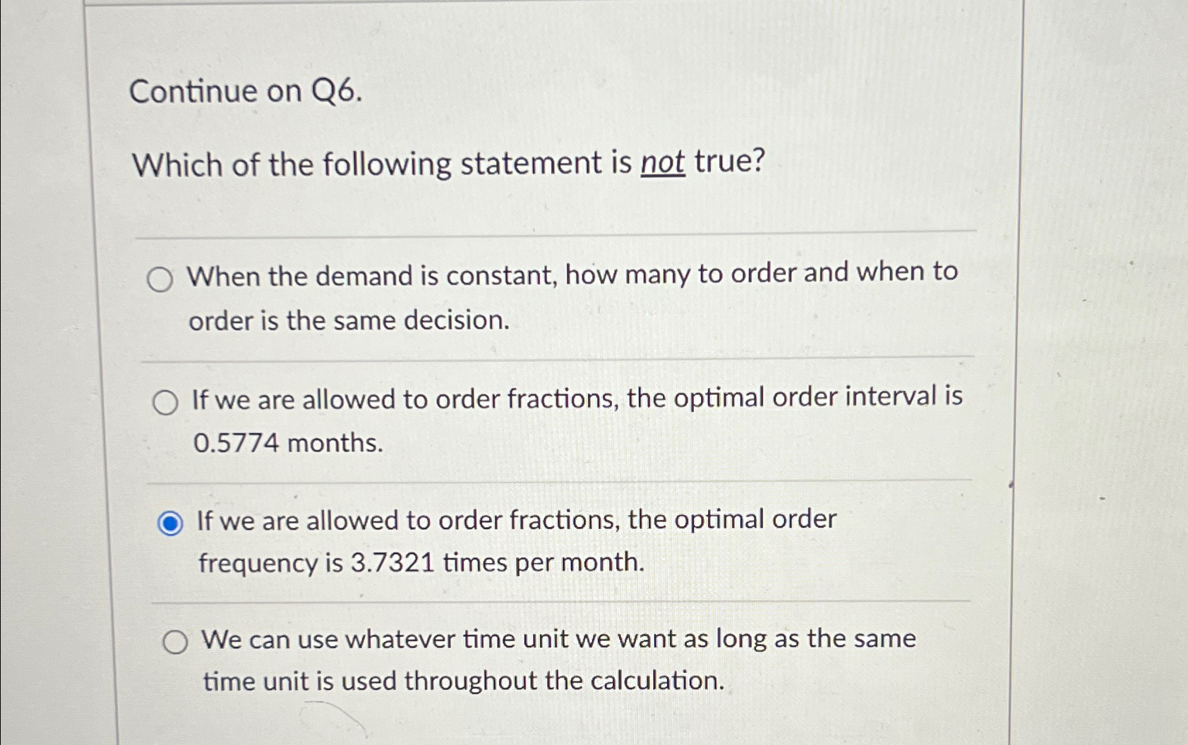 Solved Continue on Q6.Which of the following statement is | Chegg.com