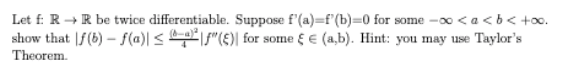 Solved Let F R→r be Twice Differentiable Suppose
