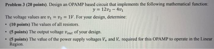 Solved Design OPAMP based circuit for the mathematical | Chegg.com