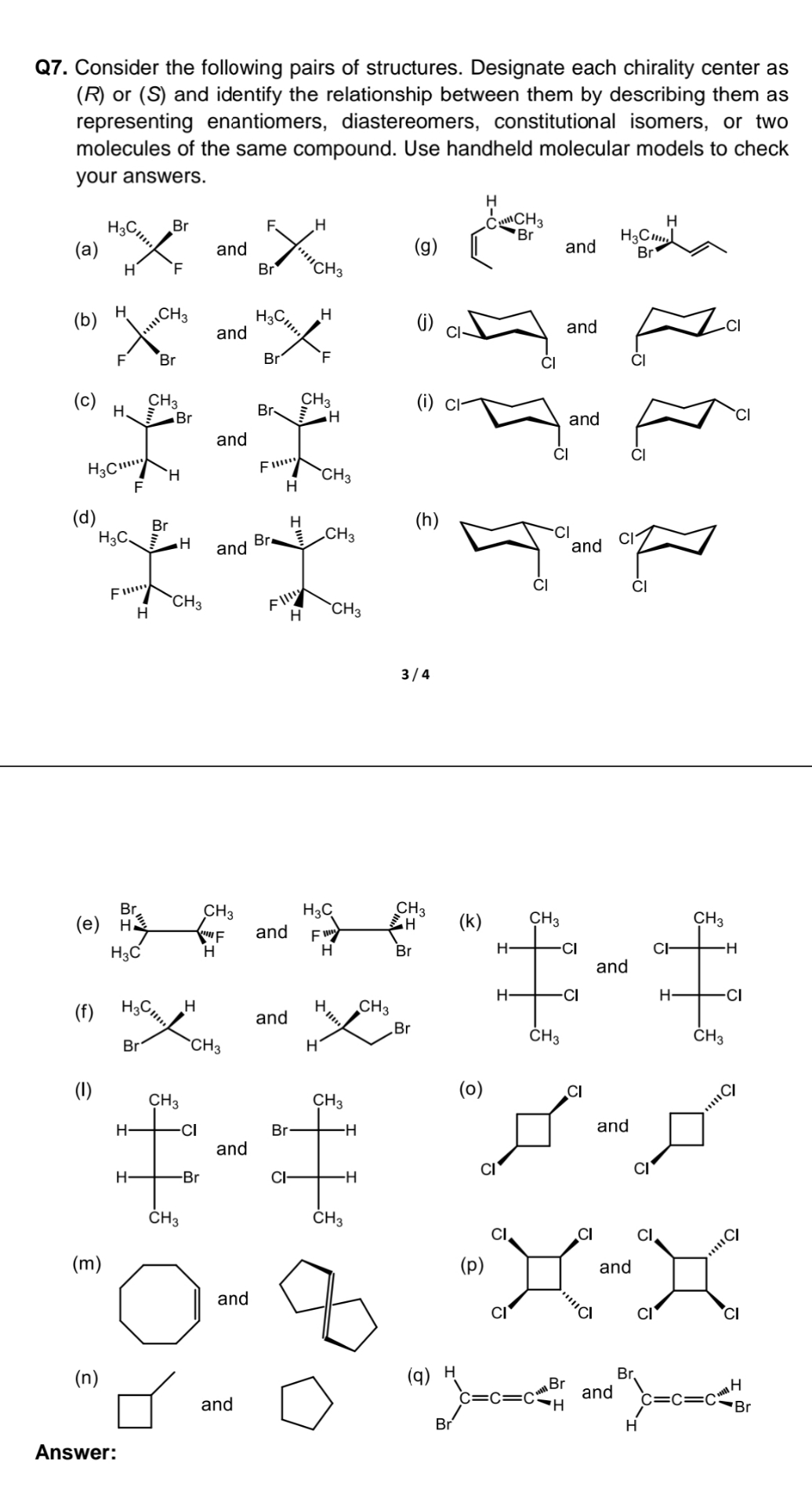 Solved Q7. ﻿Consider the following pairs of structures. | Chegg.com