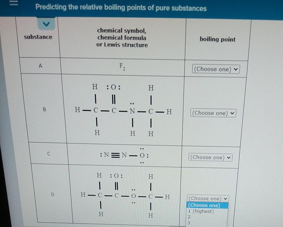 Solved = Predicting the relative boiling points of pure | Chegg.com
