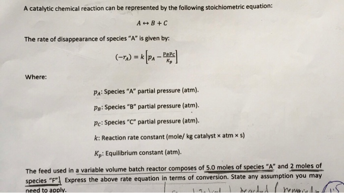 A catalytic chemical reaction can be represented by | Chegg.com