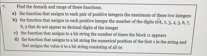 Solved 5 Find The Domain And Range Of These Functions Note