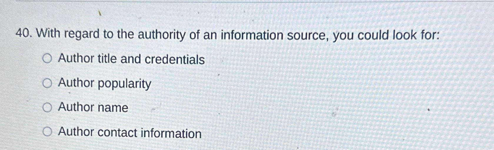 Solved With regard to the authority of an information | Chegg.com