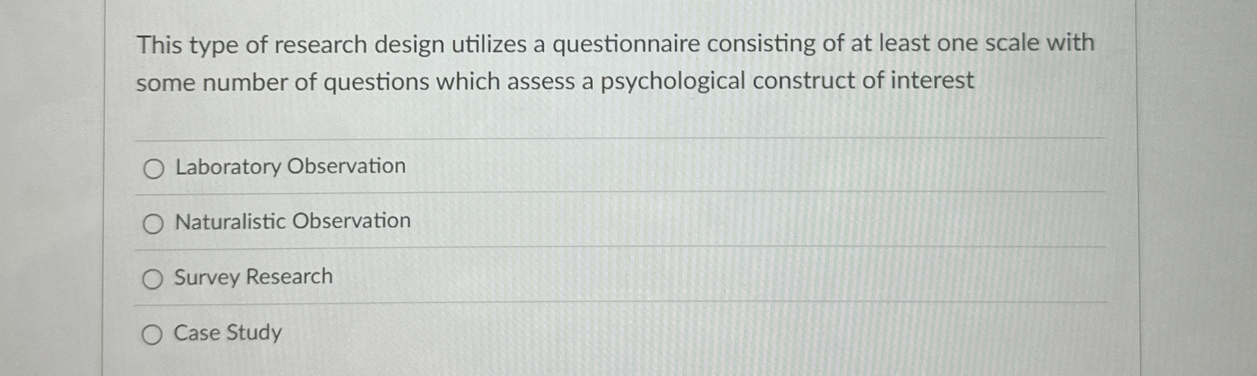 Solved This type of research design utilizes a questionnaire | Chegg.com