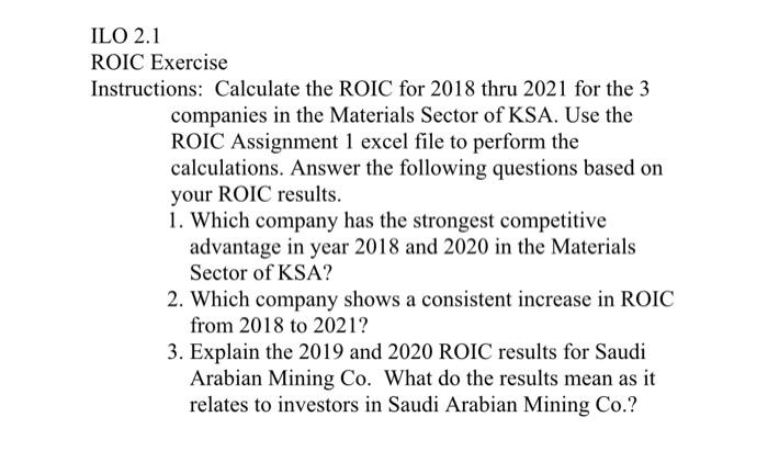 OIC Exercise nstructions: Calculate the ROIC for 2018 | Chegg.com
