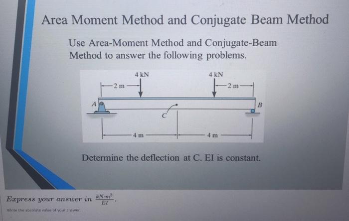 Solved Area Moment Method and Conjugate Beam Method Use | Chegg.com