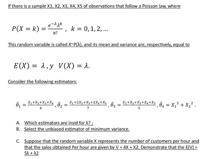 Solved If there is a sample X1,X2,X3,X4,X5 of observations | Chegg.com