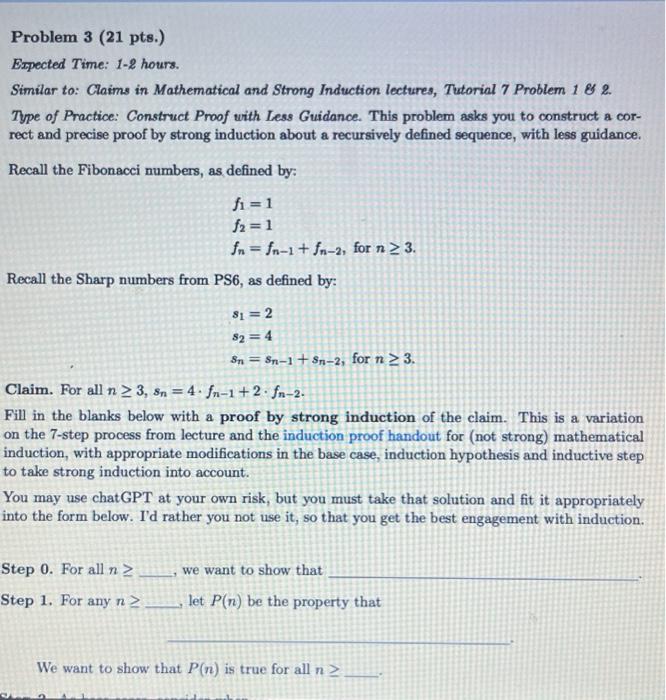 Solved Problem 3 (21 pts.) Expected Time: 1-2 hours. Similar | Chegg.com