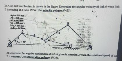 Solved A six link mechanism is shown in the figure. | Chegg.com