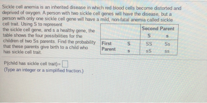 Solved Sickle cell anemia is an inherited disease in which | Chegg.com