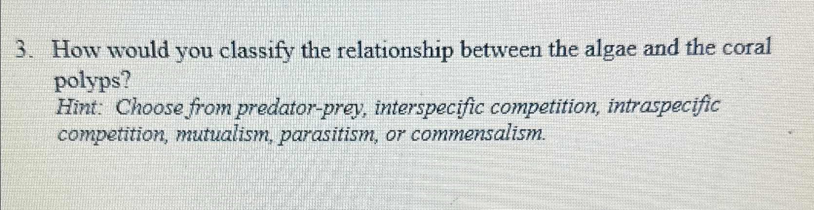 Solved How would you classify the relationship between the | Chegg.com