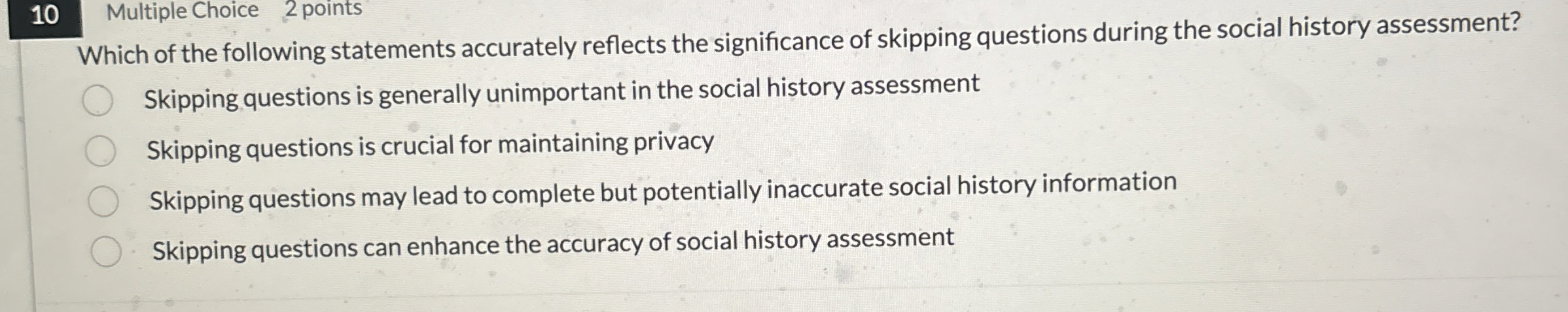 Solved 10 ﻿Multiple Choice 2 ﻿pointsWhich of the following | Chegg.com