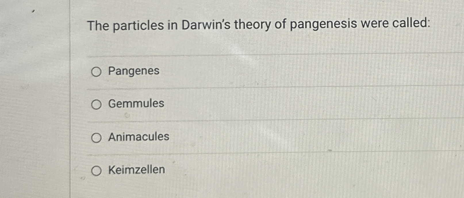 Solved The particles in Darwin's theory of pangenesis were | Chegg.com