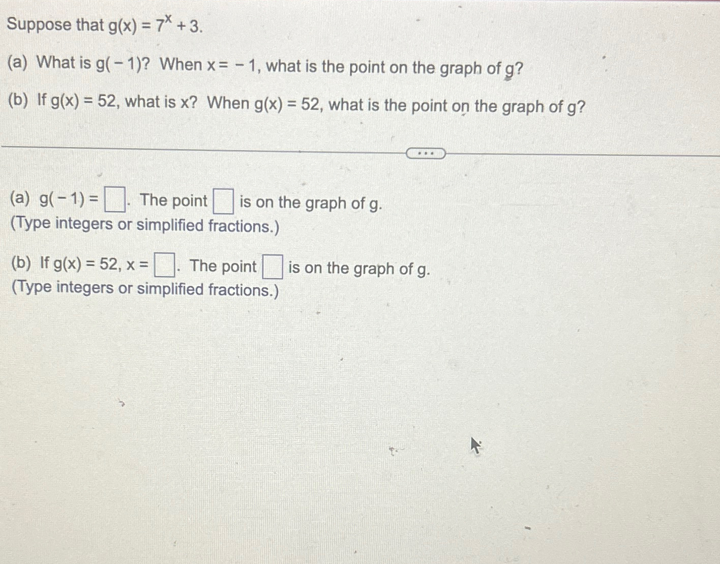Solved Suppose that g(x)=7x+3(a) ﻿What is g(-1) ? ﻿When | Chegg.com