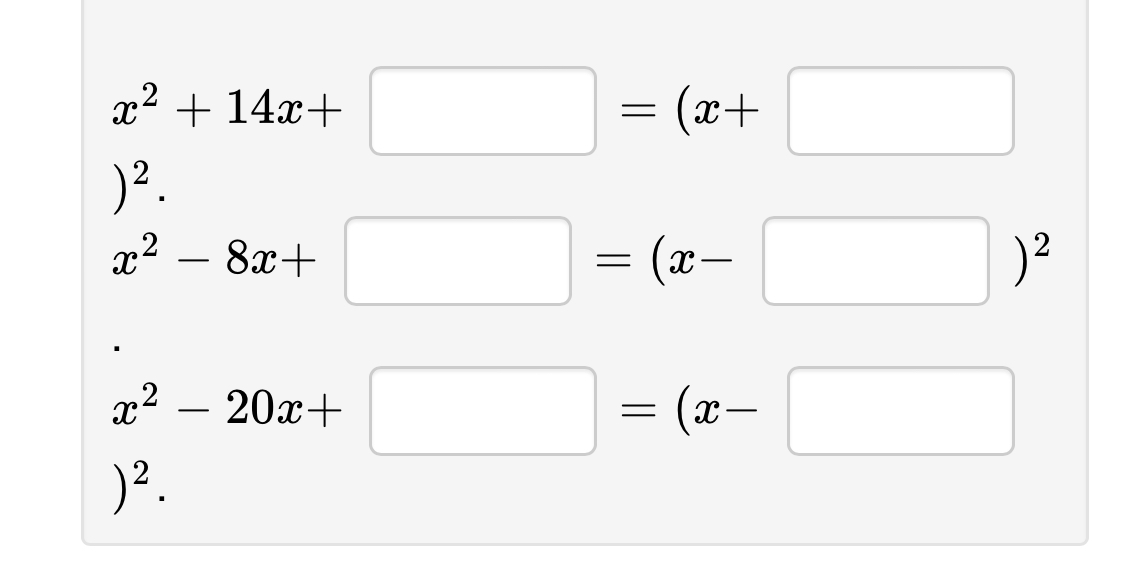Fill in the blanks to make a perfect square. | Chegg.com