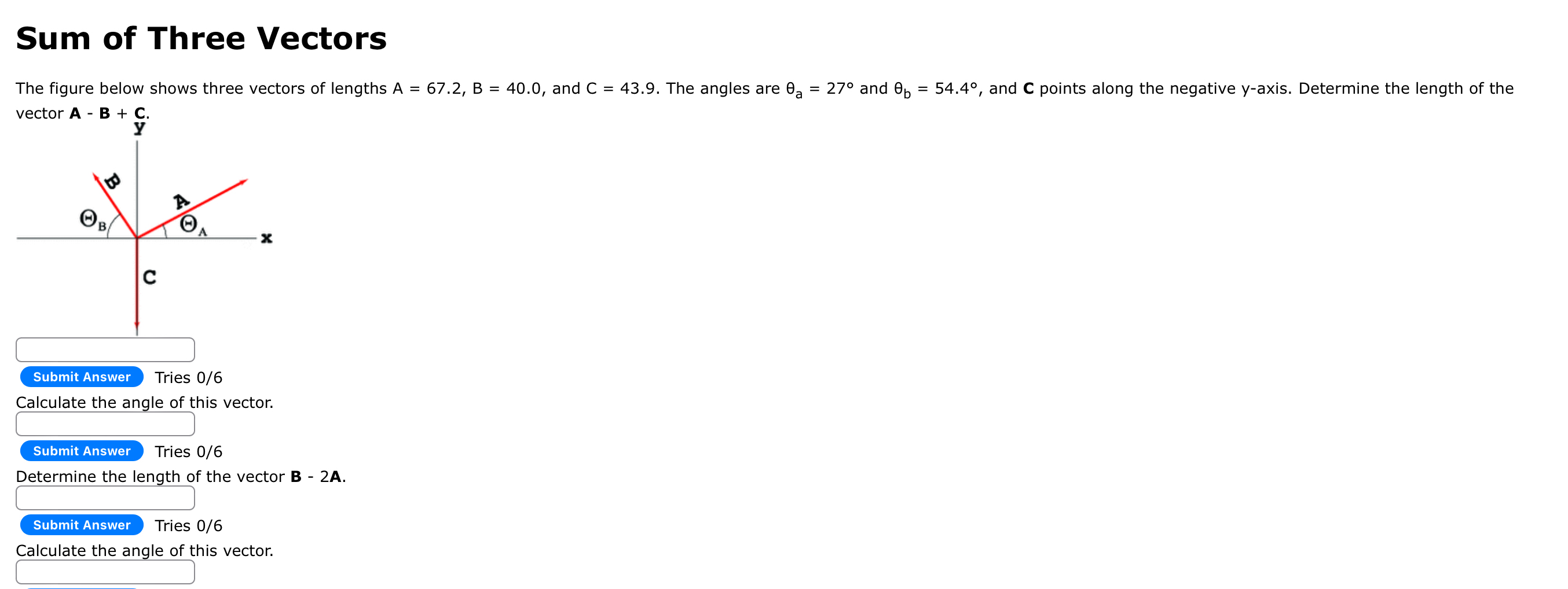 Sum of Three VectorsThe figure below shows three | Chegg.com