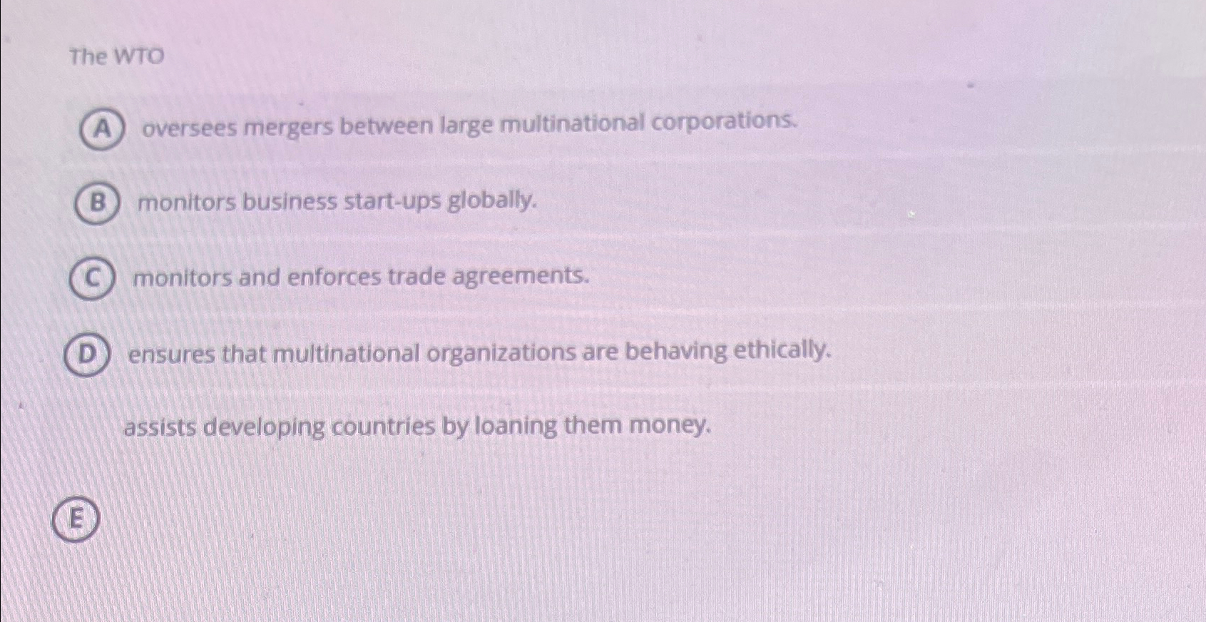 Solved The WTOoversees mergers between large multinational | Chegg.com