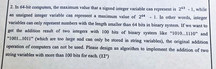 Solved In 64-bit computers, the maximum value that a signed | Chegg.com
